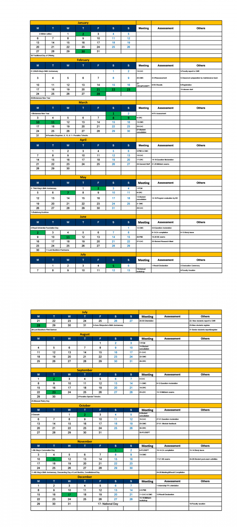 College Calendar 2025 – CNR-College of Natural Resources, RUB
